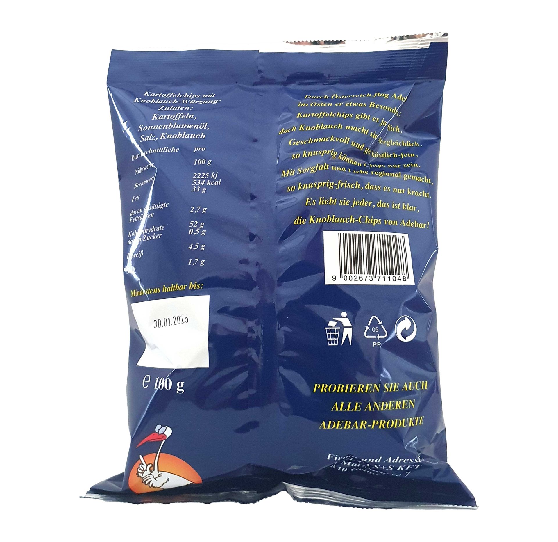 Adebar Knoblauch Kartoffelchips 100g